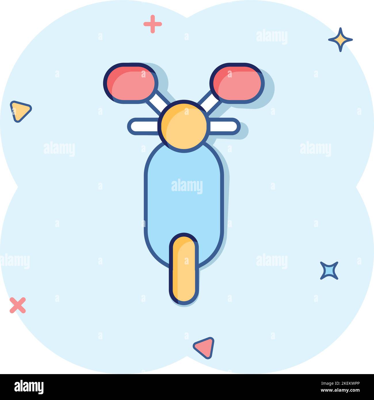 Motorbike icon in comic style. Scooter cartoon vector illustration on ...