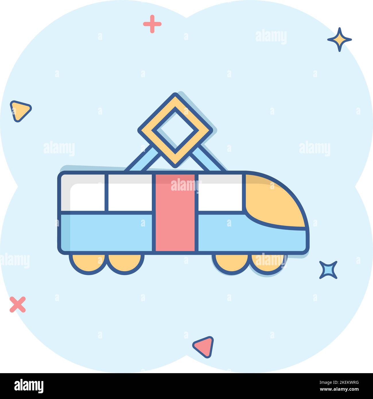 Metro icon in comic style. Train subway cartoon vector illustration on ...