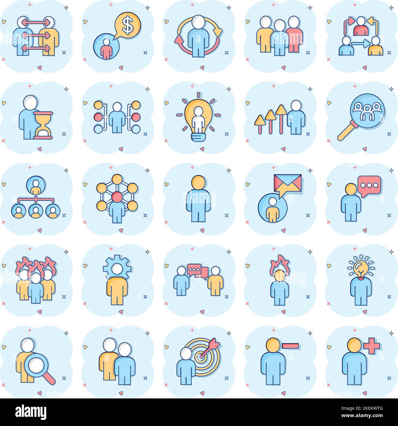 People leadership icon set in comic style. Person cartoon collection ...