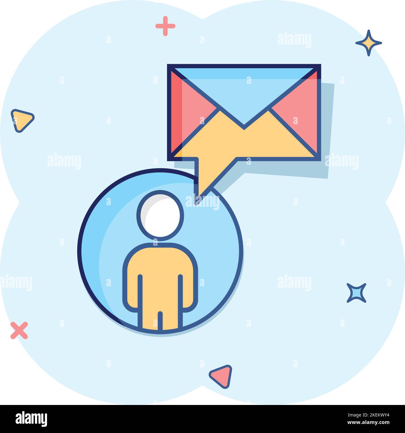 People with envelope icon in comic style. Email receive cartoon vector ...