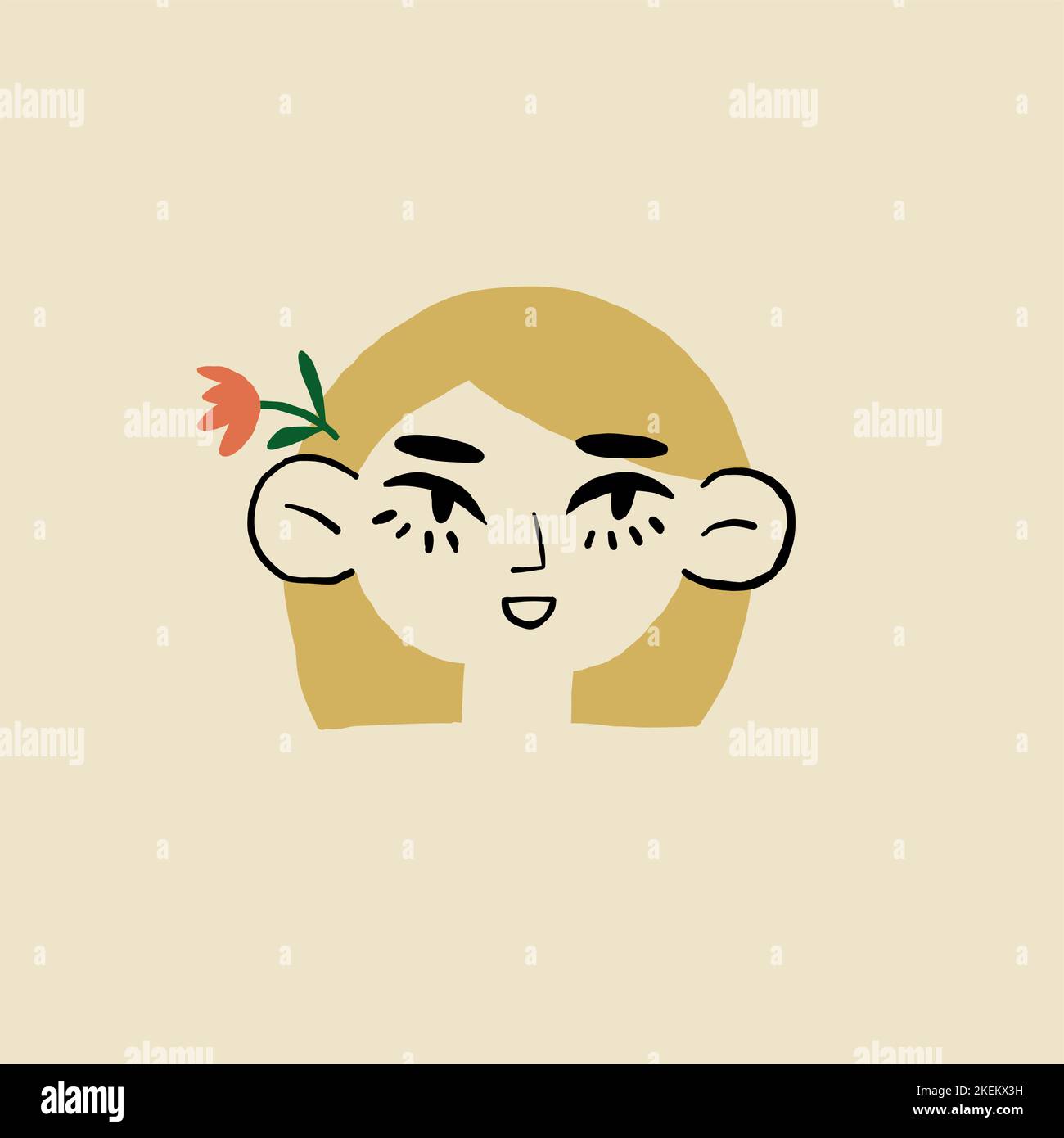 Cute doodle cartoon hand drawn girl illustration ,Cute doodle girl ...