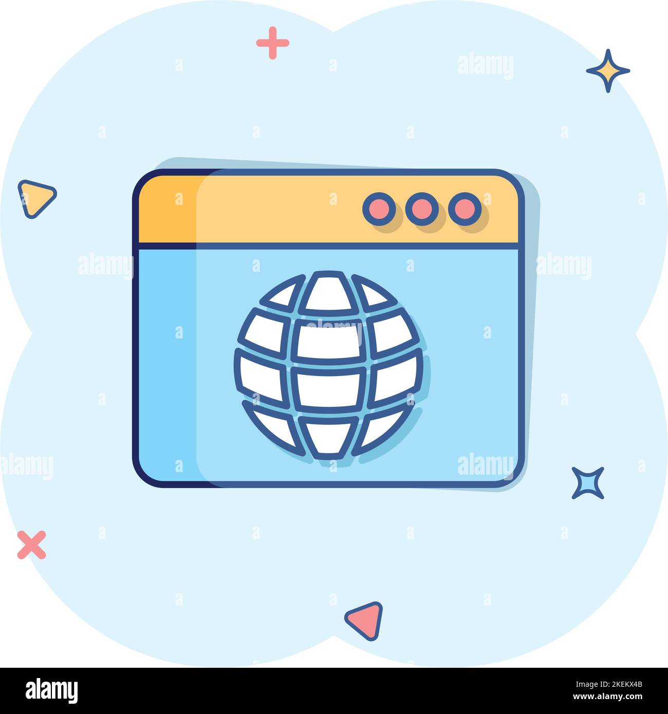Website domain icon in comic style. Global internet address cartoon ...
