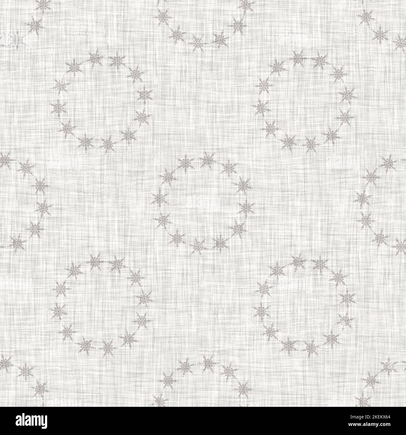Seamless christmas snowflake woven linen pattern. Two tone seasonal ...