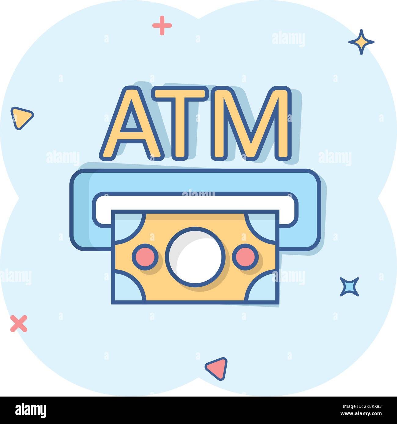 Money ATM icon in comic style. Exchange cash cartoon vector ...