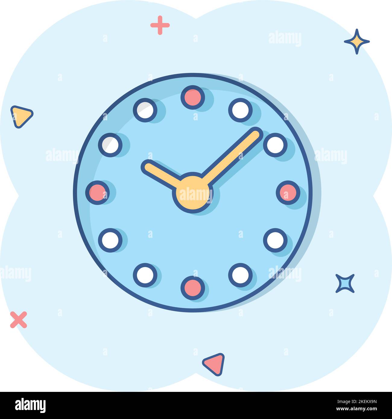 Clock icon in comic style. Watch cartoon vector illustration on white ...