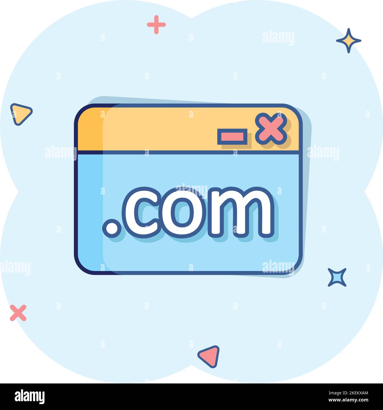 Website domain icon in comic style. Com internet address cartoon vector ...