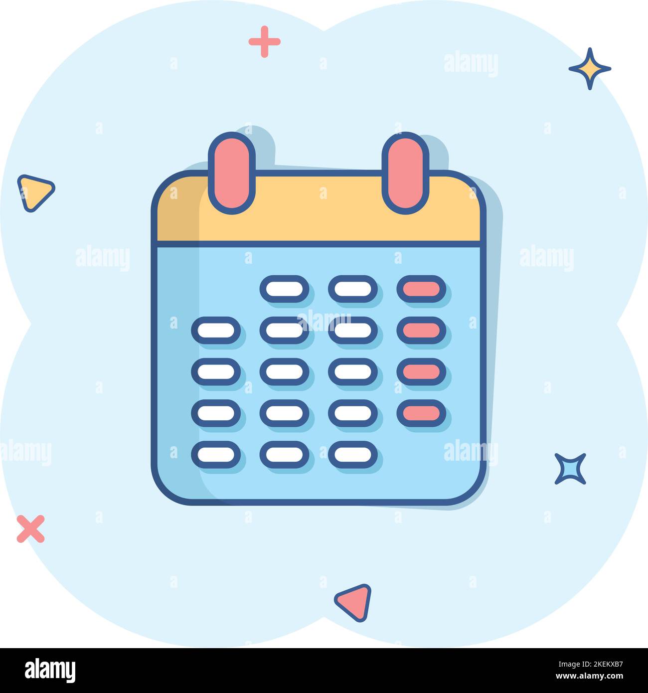 Calendar icon in comic style. Agenda cartoon vector illustration on ...