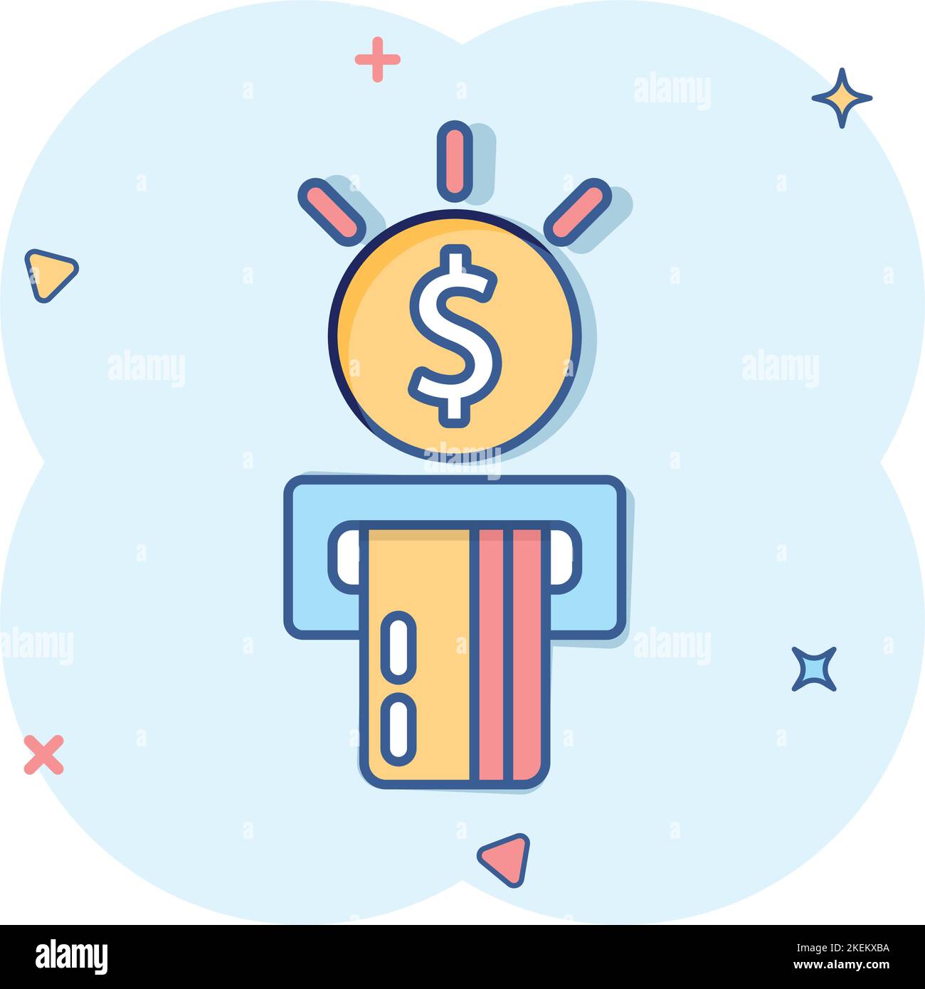 Money ATM icon in comic style. Exchange cash cartoon vector ...