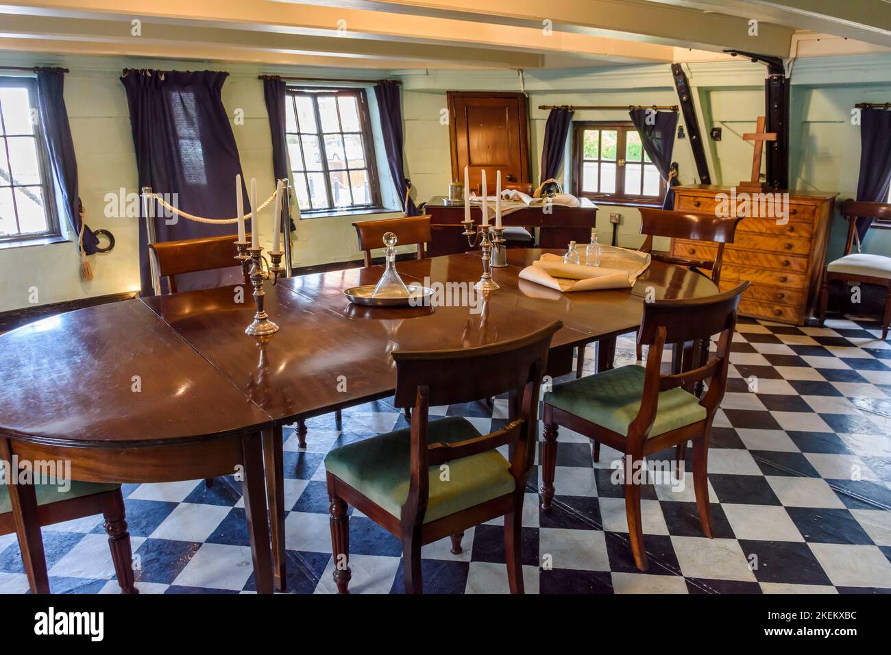 The captain's cabin on the frigate HMS Unicorn. Built for the Royal ...