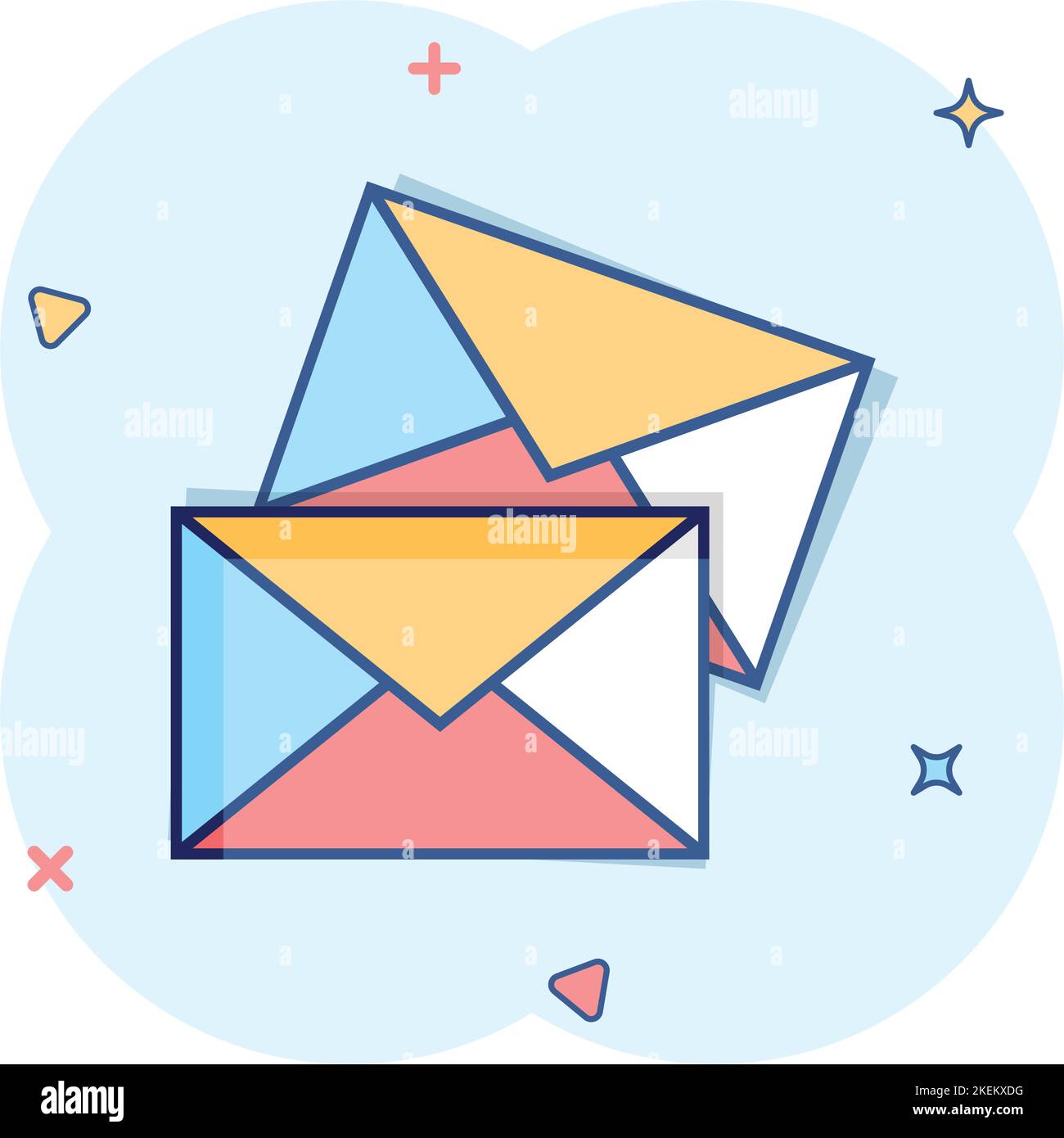 Email message icon in comic style. Mail document cartoon vector ...