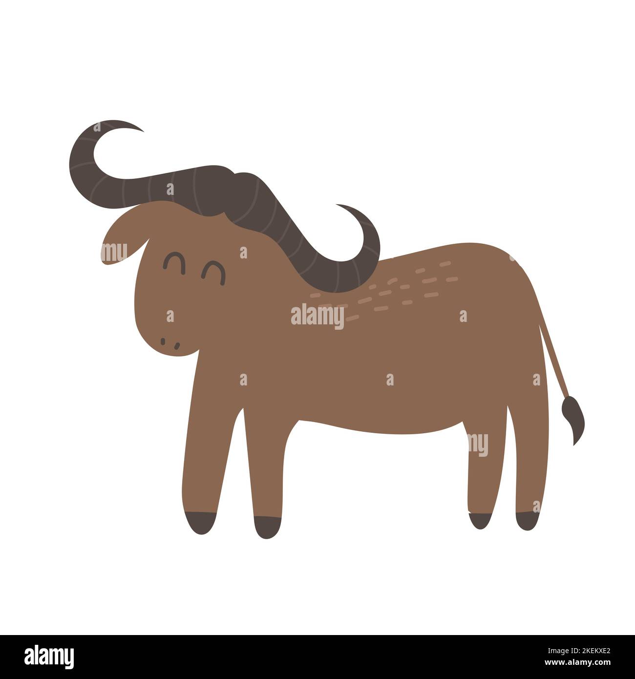 African buffalo cartoon character. Buffalo with big horns flat vector ...