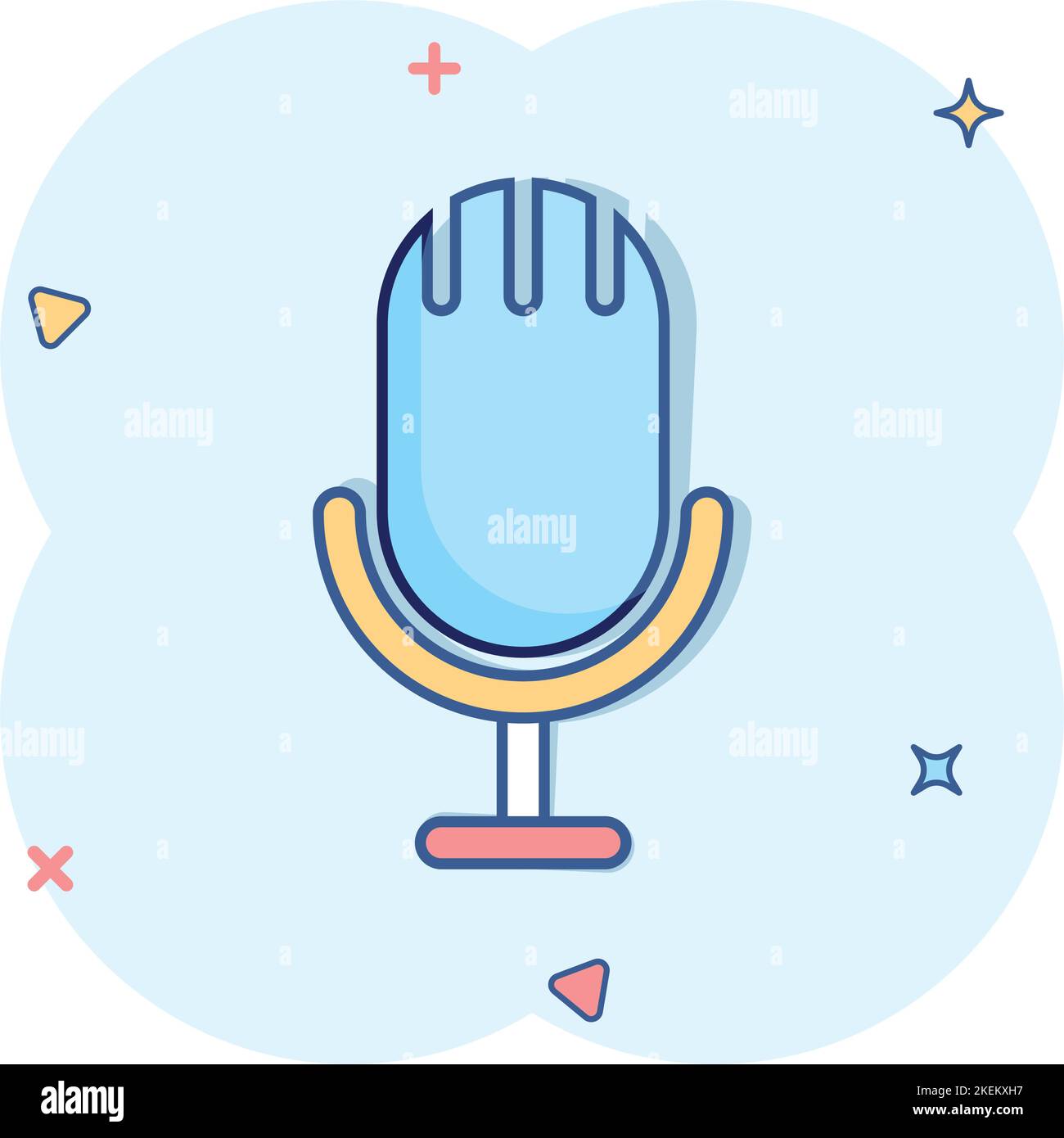 Microphone icon in comic style. Studio mike cartoon vector illustration ...
