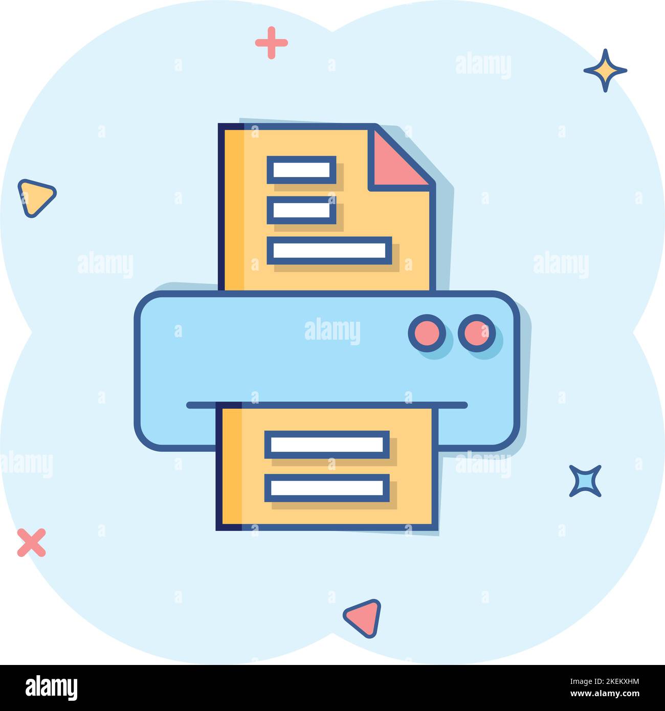 Office printer icon in comic style. Fax cartoon vector illustration on ...