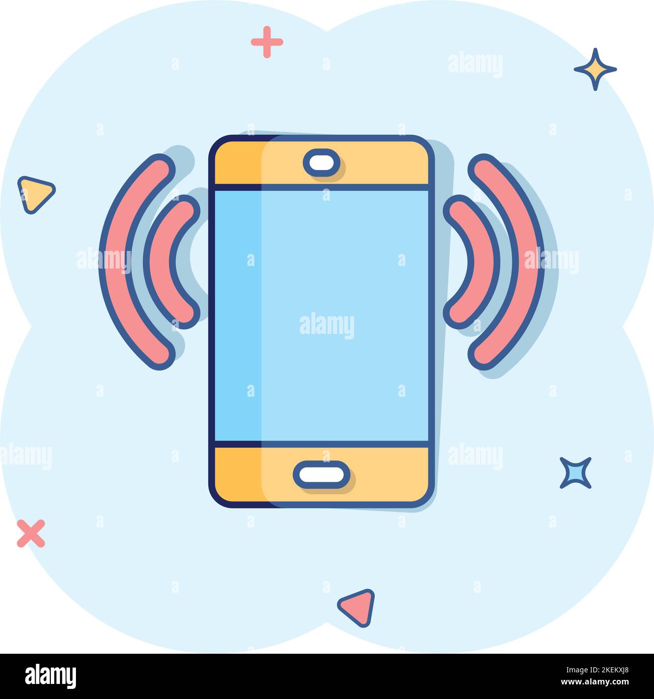 Smartphone blank screen icon in comic style. Mobile phone cartoon ...