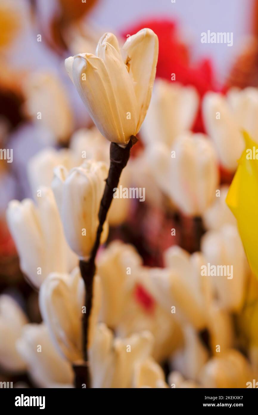 Colorful artificial flowers handcrafted by artisans in India Stock ...