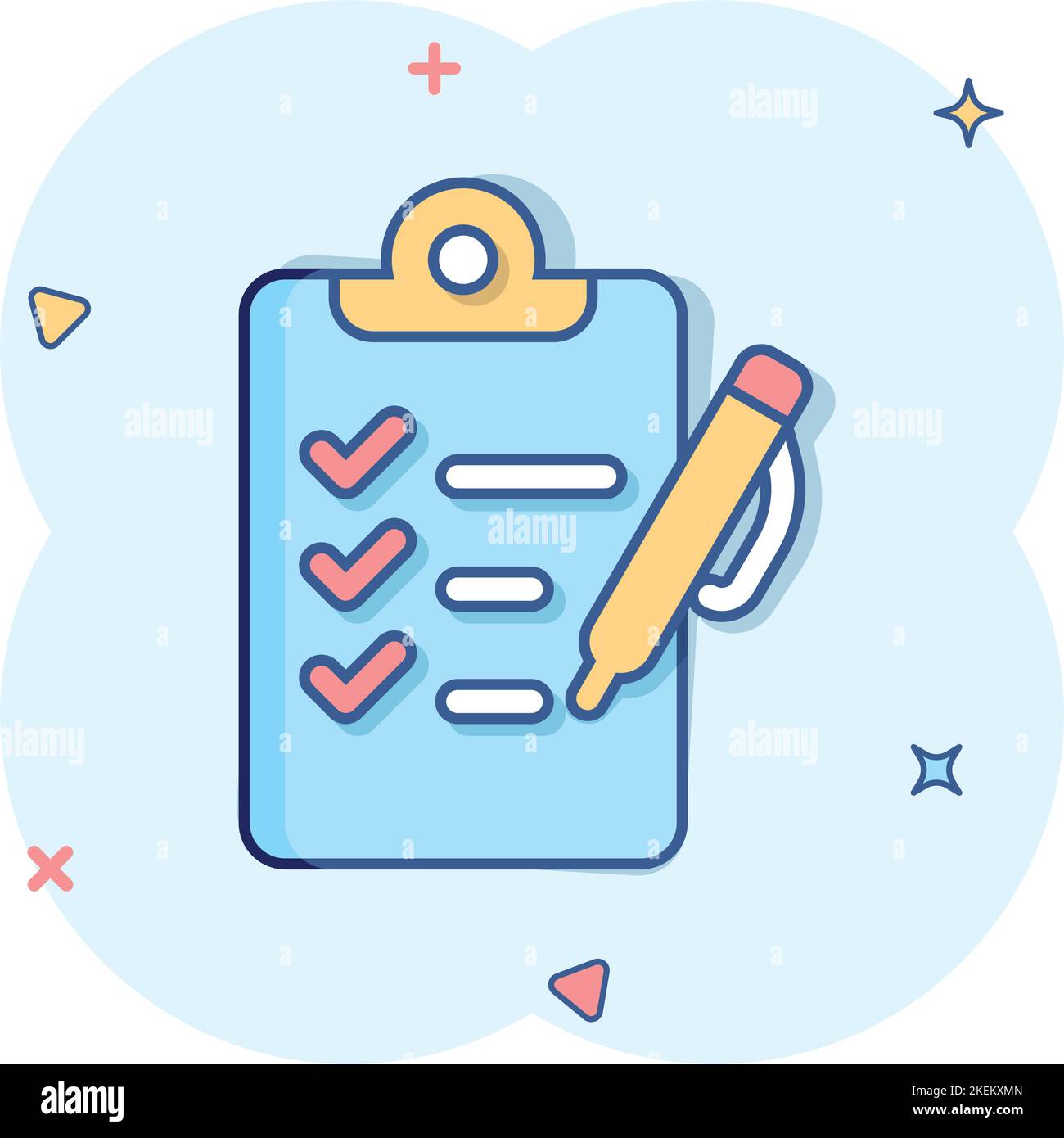 To do list icon in comic style. Document checklist cartoon vector ...
