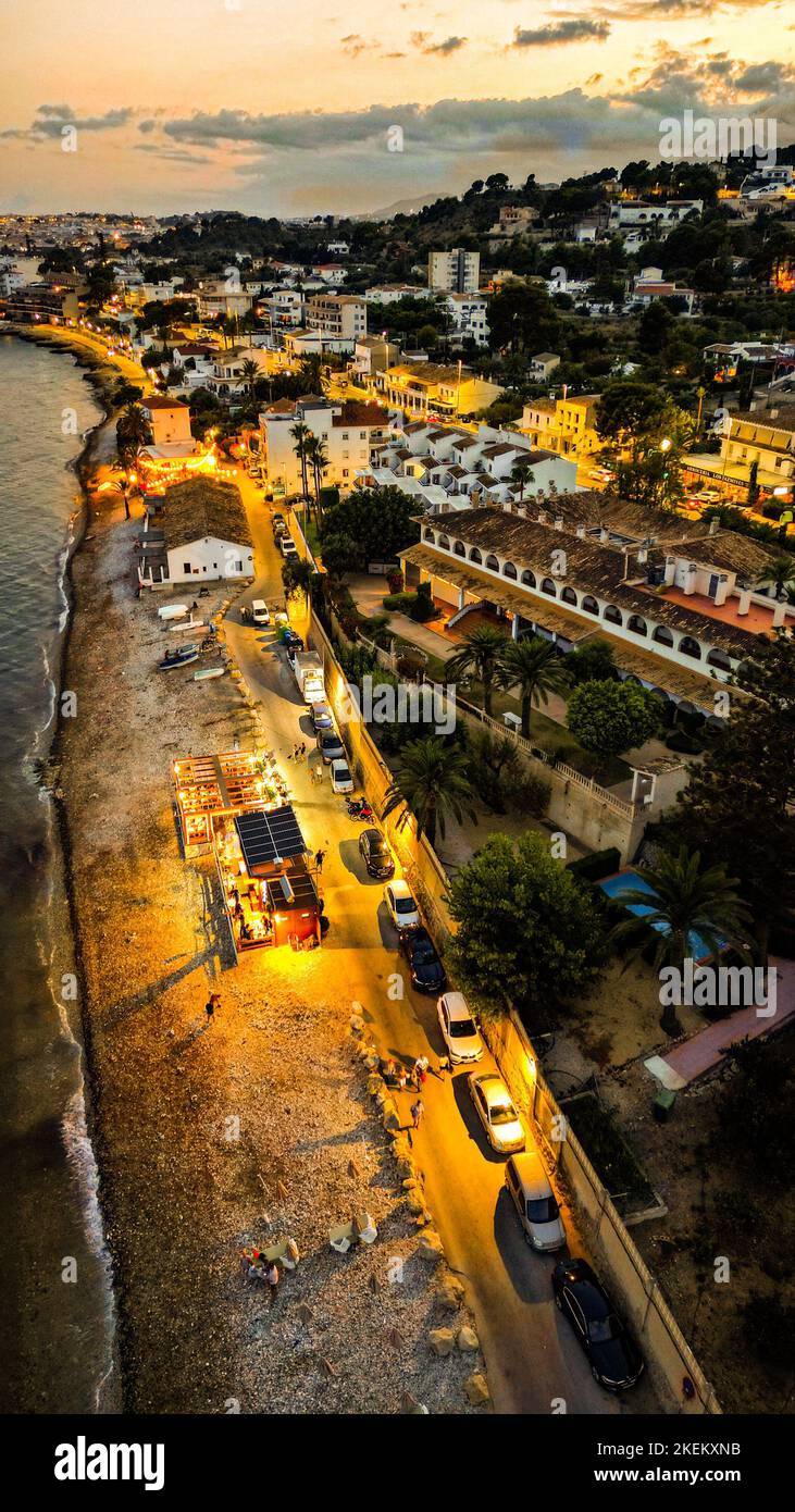 An aerial view of the beach in Altea Spain at a cozy evening Stock ...