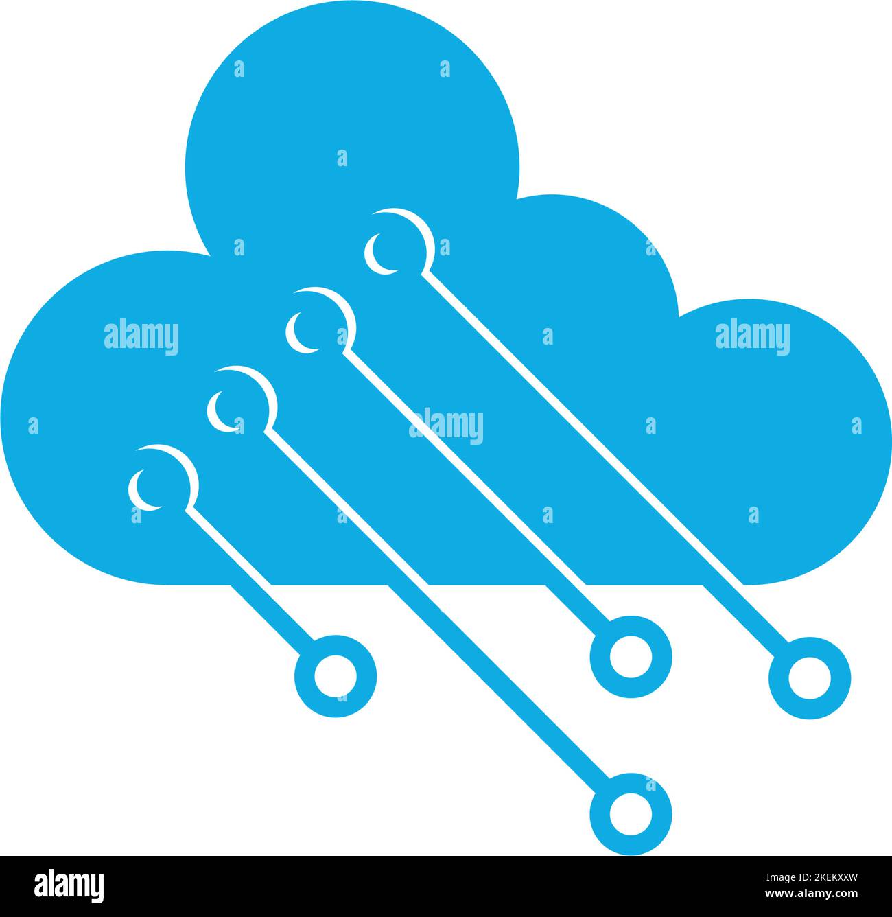 A digital illustration of a blue cloud technology company logo design ...