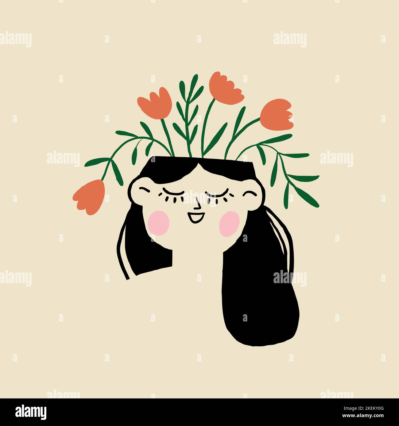 Cute doodle cartoon hand drawn girl illustration ,Cute doodle girl ...