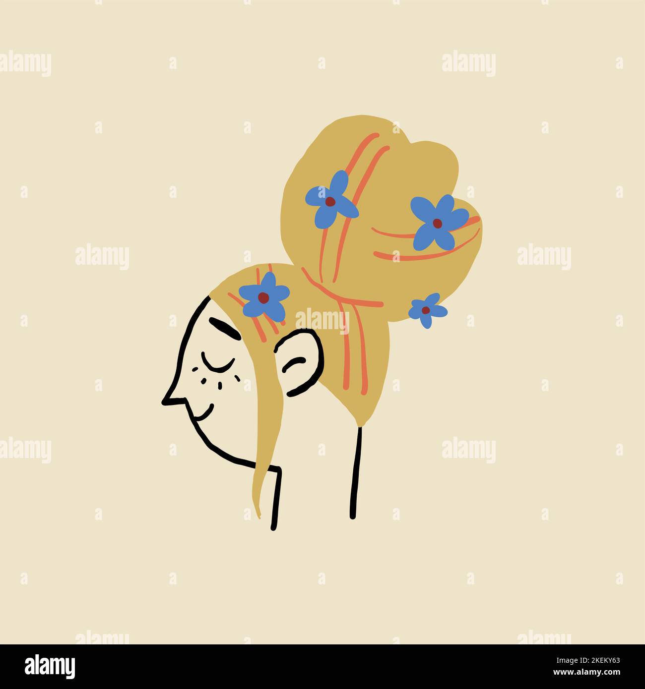 Cute Doodle Cartoon Hand Drawn Girl Illustration Cute Doodle Girl
