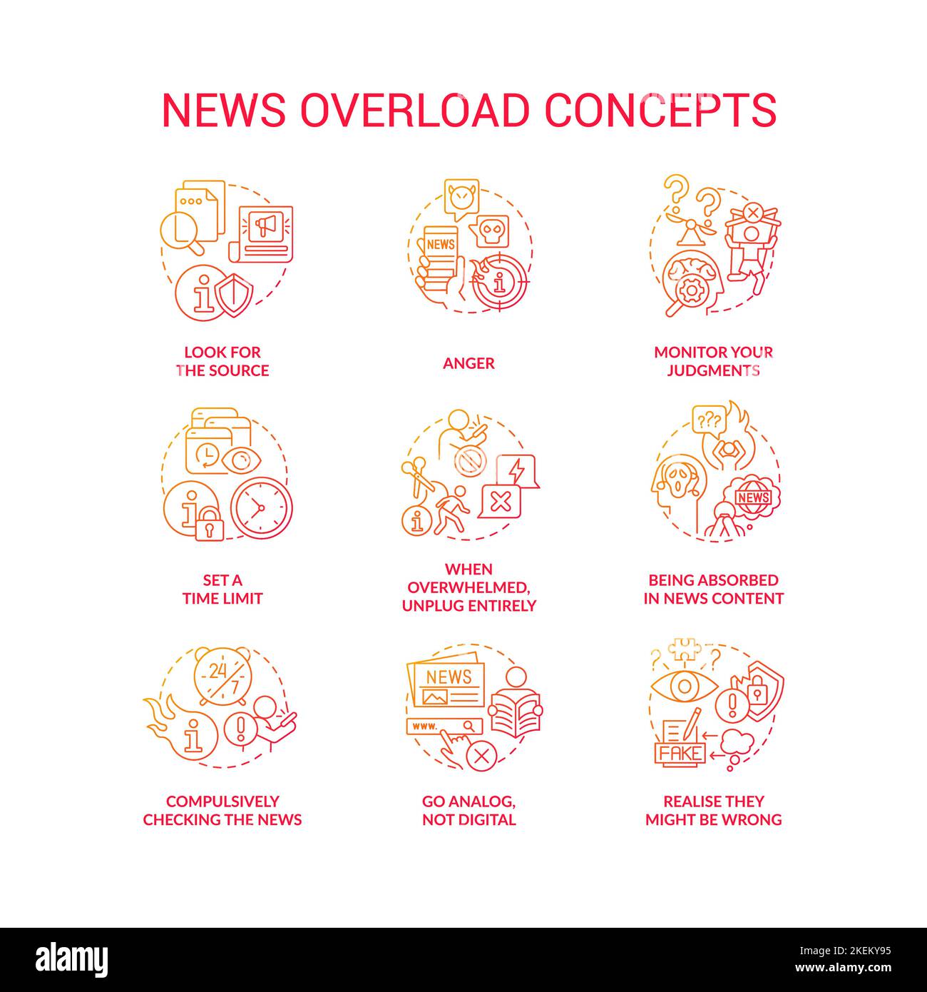 News overload red gradient concept icons set Stock Vector Image & Art - Alamy