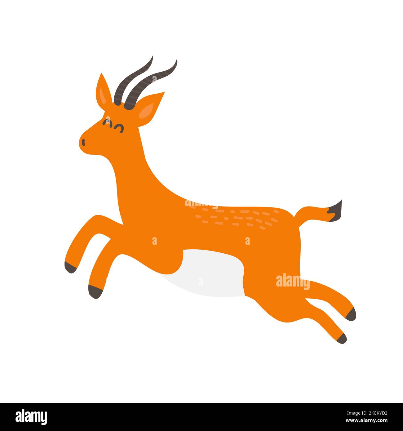 African antelope cartoon drawing. Isolated vector illustration. Cute ...