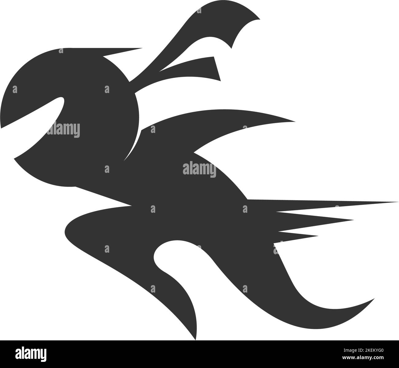 A digital illustration of a black ninja company logo design on a white ...