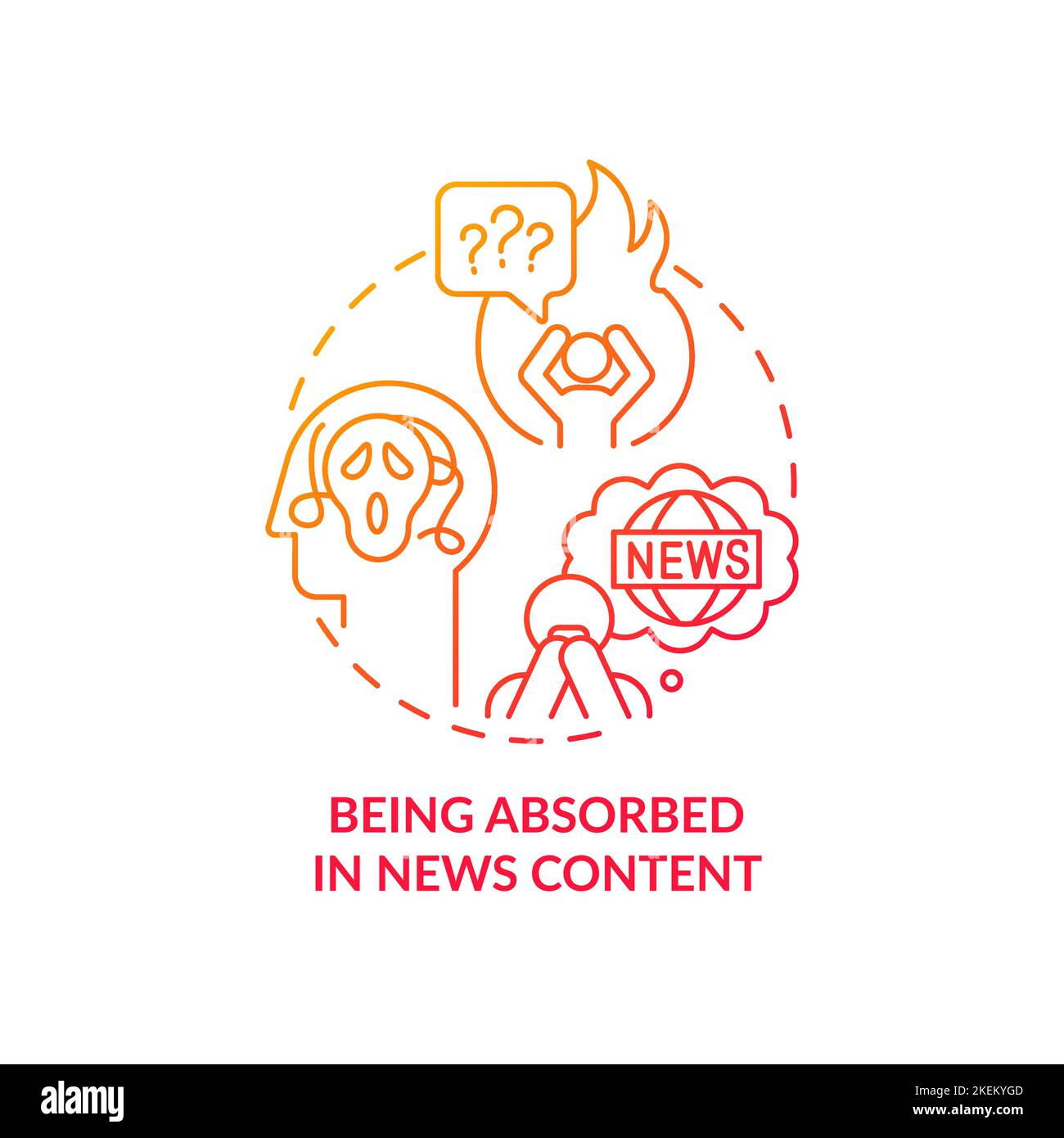 Being absorbed in news content red gradient concept icon Stock Vector ...