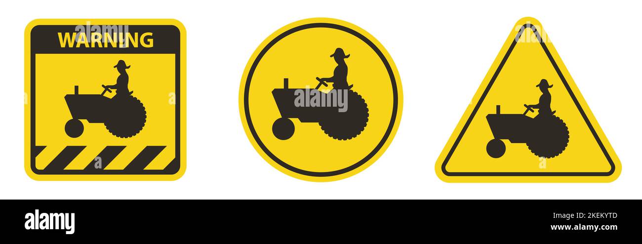 Yellow tractor crossing road sign hi-res stock photography and images ...
