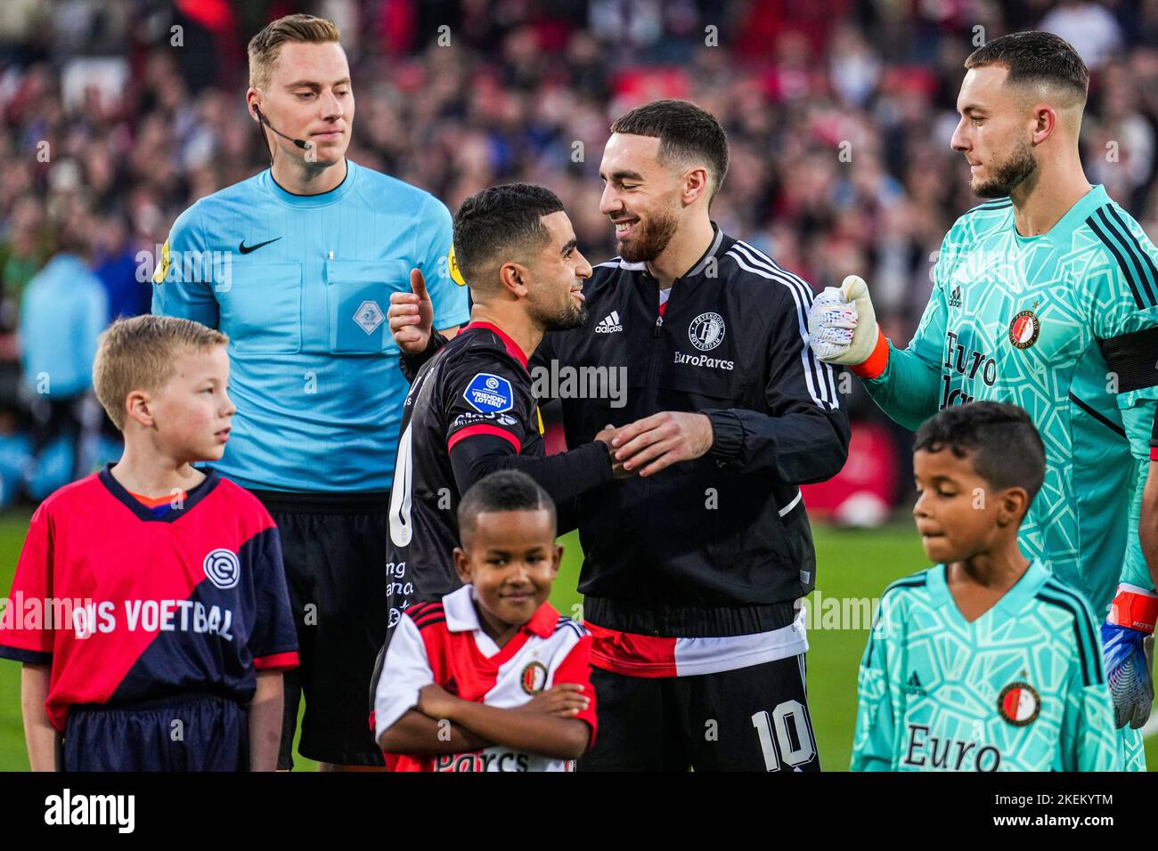 Rotterdam - Marouan Azarkan of sbv Excelsior, Orkun Kokcu of Feyenoord, Feyenoord keeper Justin ...