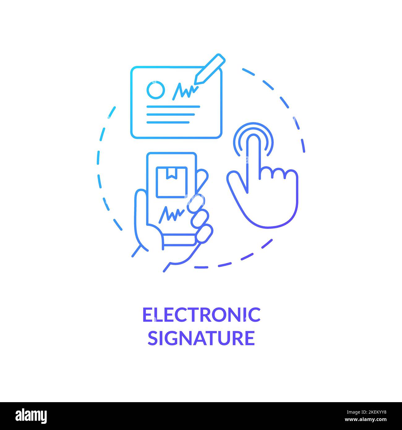 Electronic signature blue gradient concept icon Stock Vector Image ...