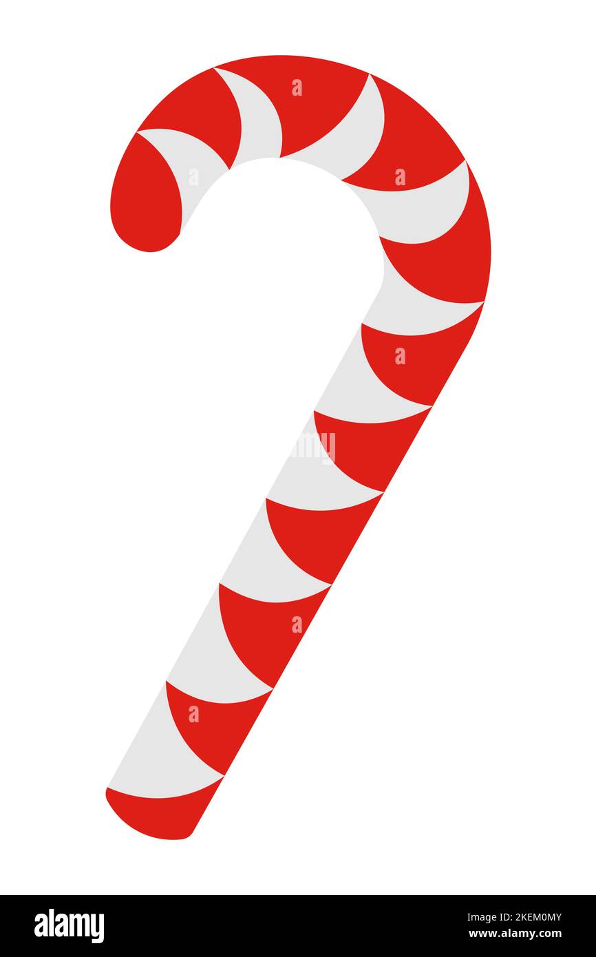 Striped lollipop. A candy cane shaped like a sugar cane. Colored vector ...