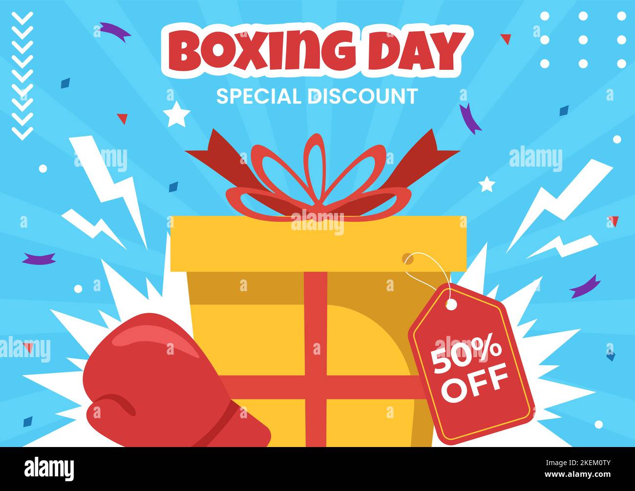 Boxing Day Sale Flat Cartoon Background Hand Drawn Templates ...