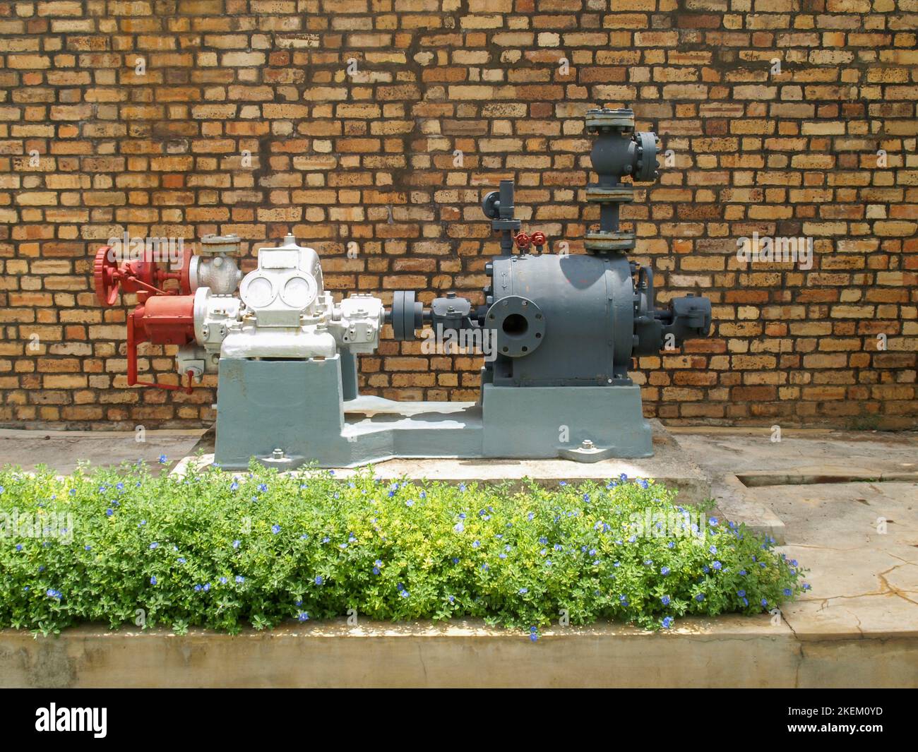 Antiquated steam powered pump formerly used in a sugar refinery in ...