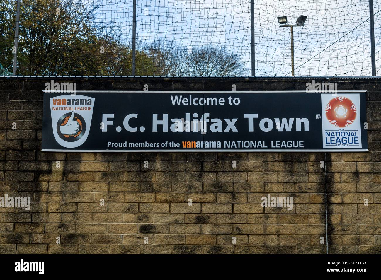 F.C. Halifax Town sign. The Shay, Halifax, West Yorkshire Stock Photo ...