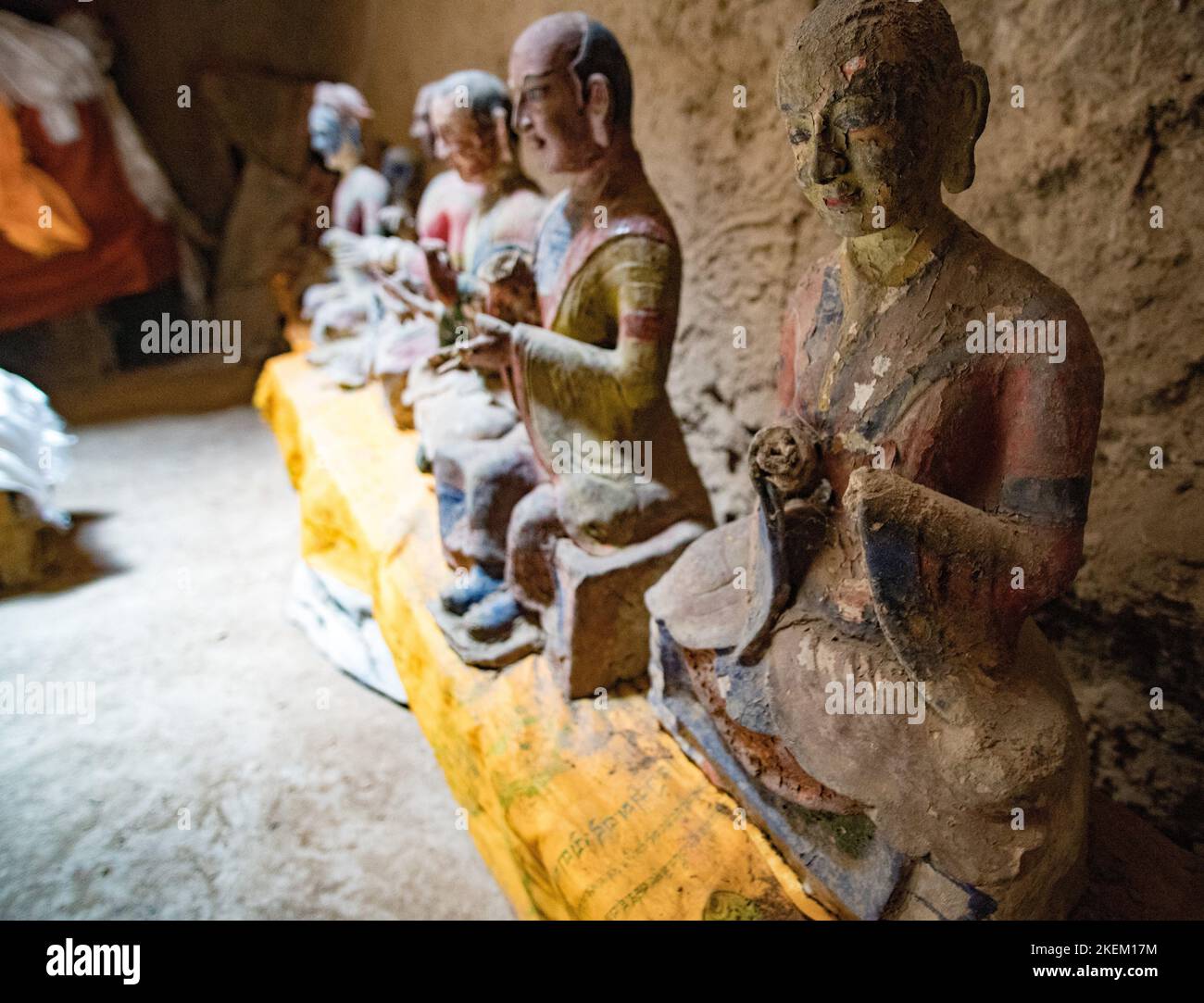 Painted statues at Tumkot monastery, Humla, Nepal Stock Photo - Alamy
