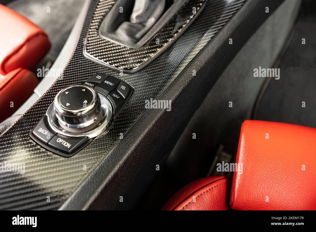 Modern Car radio and nav control jog wheel Stock Photo - Alamy