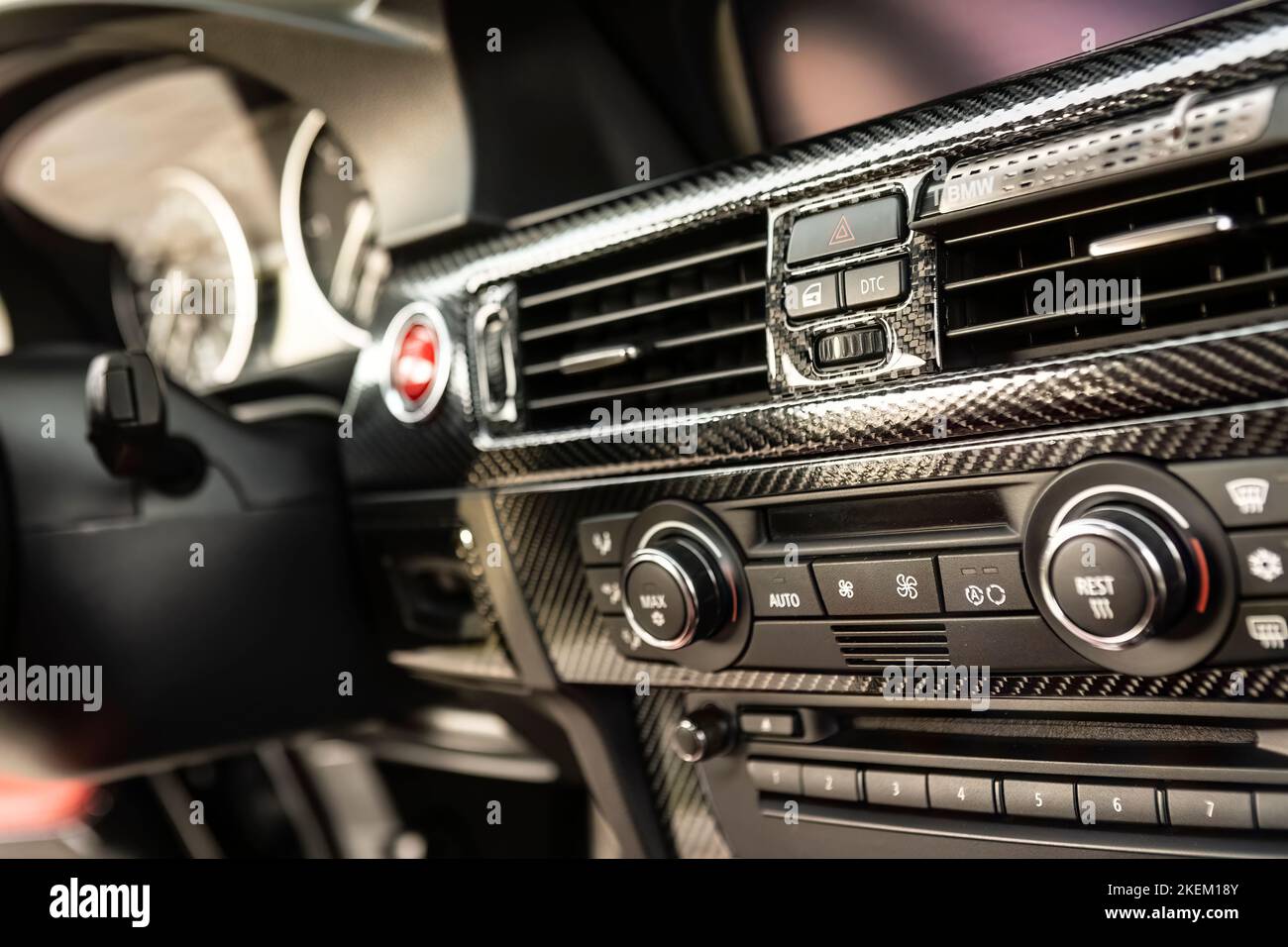 Modern sport car climate control dashboard detail Stock Photo - Alamy