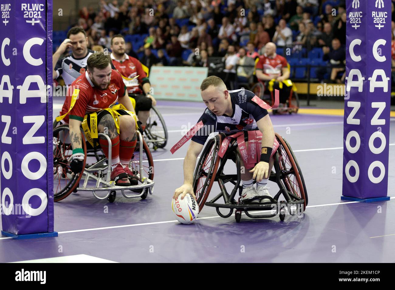 England's Nathan Collins scoring his try during the Wheelchair Rugby ...