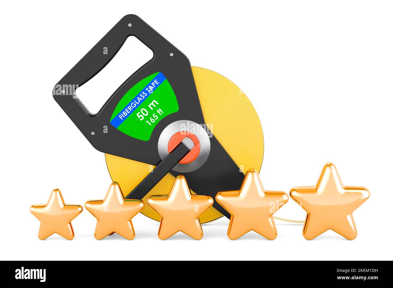 Tape measure with five golden stars. 3D rendering isolated on white ...