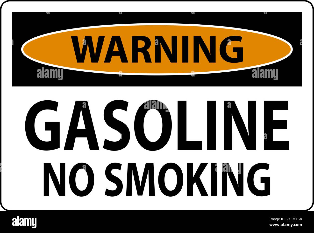 Warning Sign Gasoline, No Smoking On White Background Stock Vector ...
