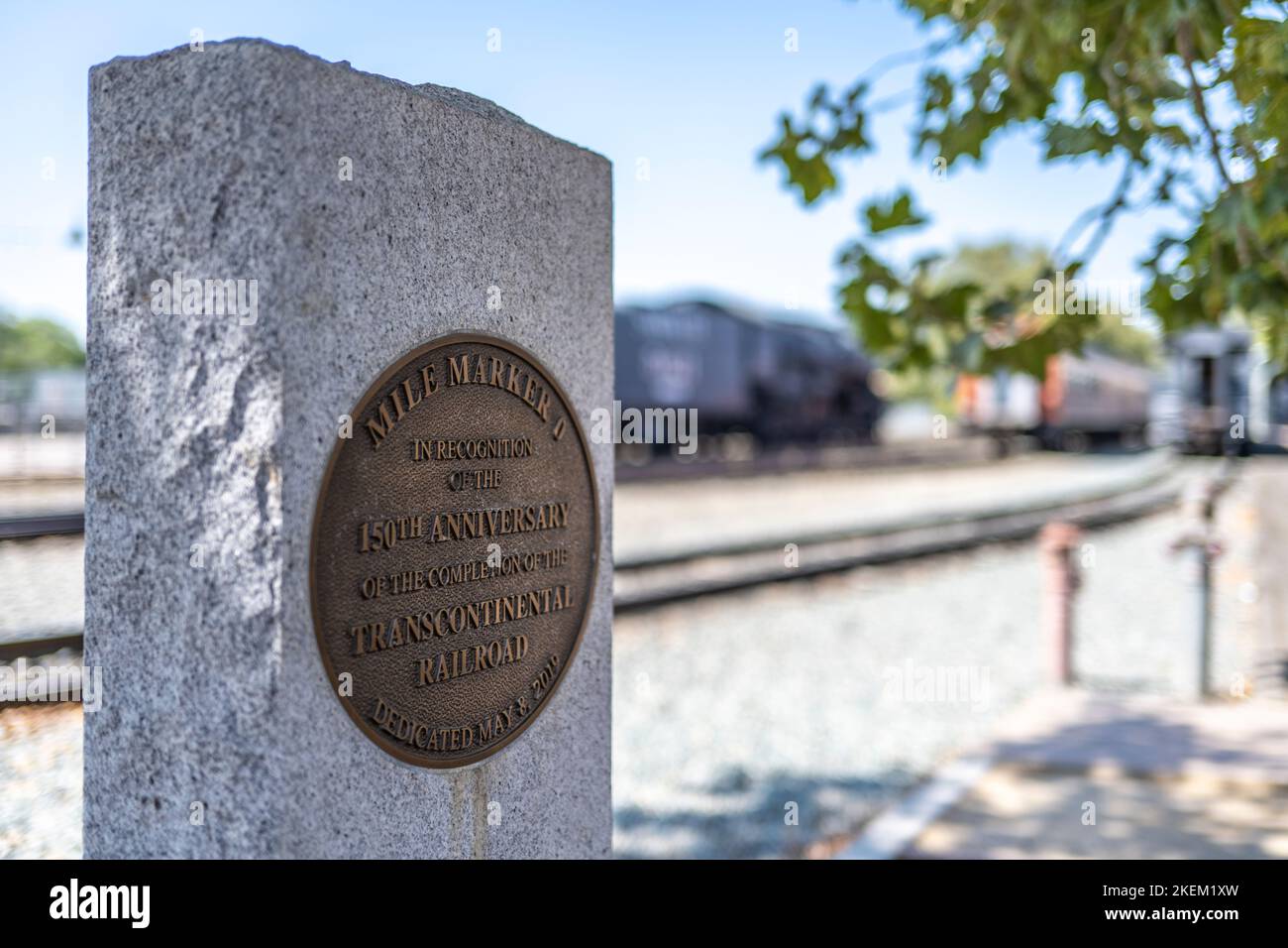 marker in Old Sacremento where the Transcontinental Railroad started in ...