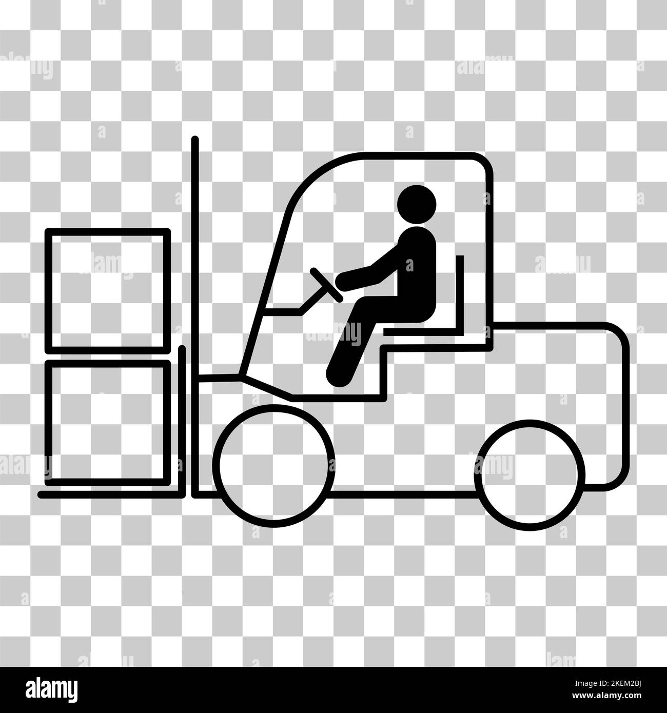 Forklift transport icon, industry vehicle machine symbol, fork truck ...