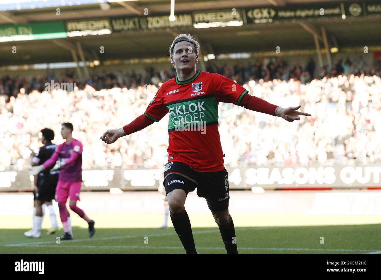 NIJMEGEN - Magnus Mattsson of NEC Nijmegen celebrates the 3-1 during ...