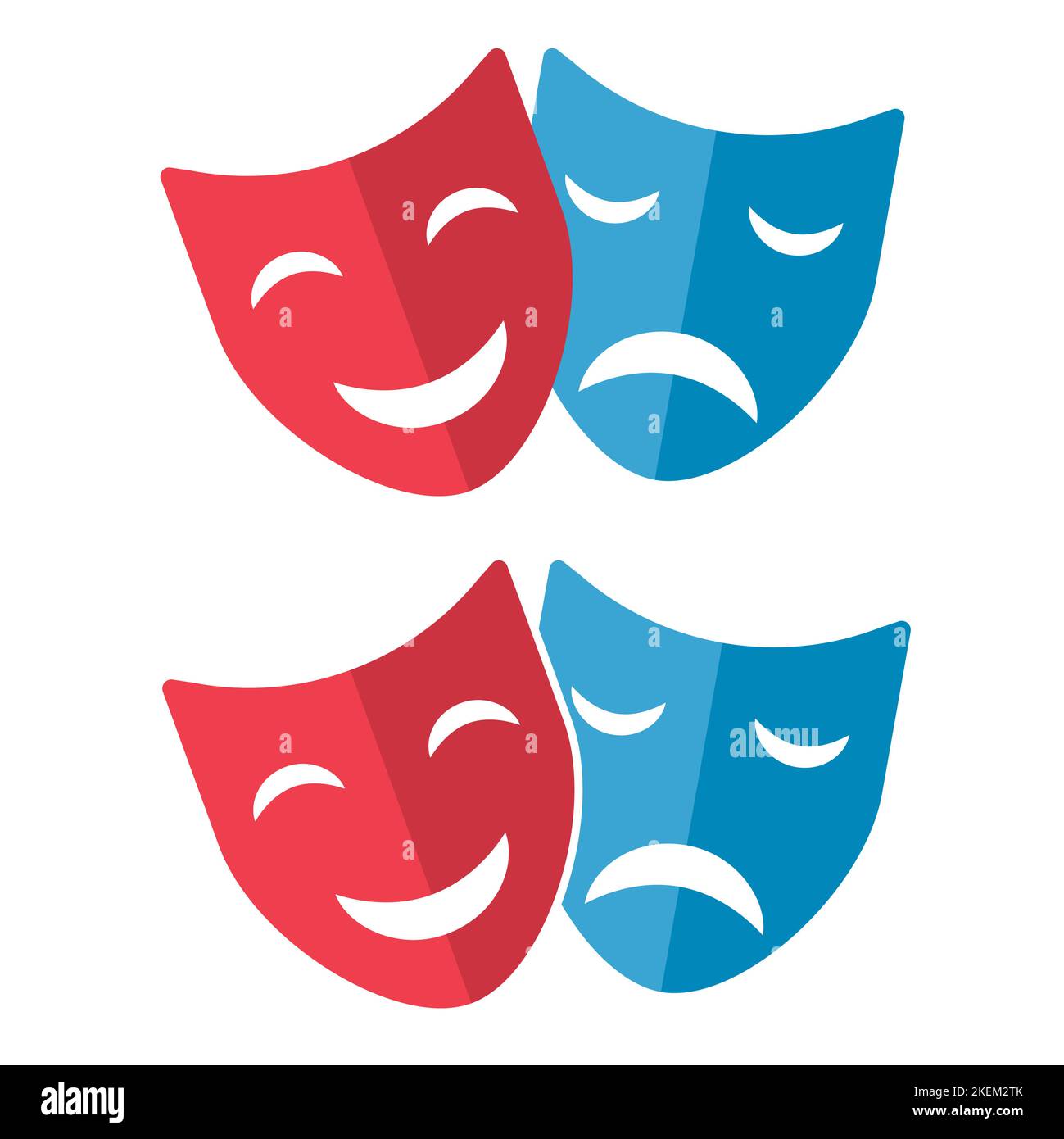 Set of Theater face mask icon, emotion actor comedy and drama symbol ...
