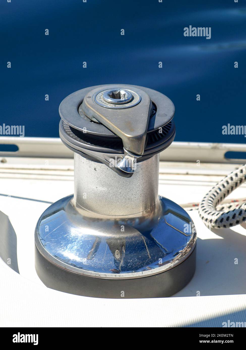 Winch on a sailing boat Stock Photo - Alamy