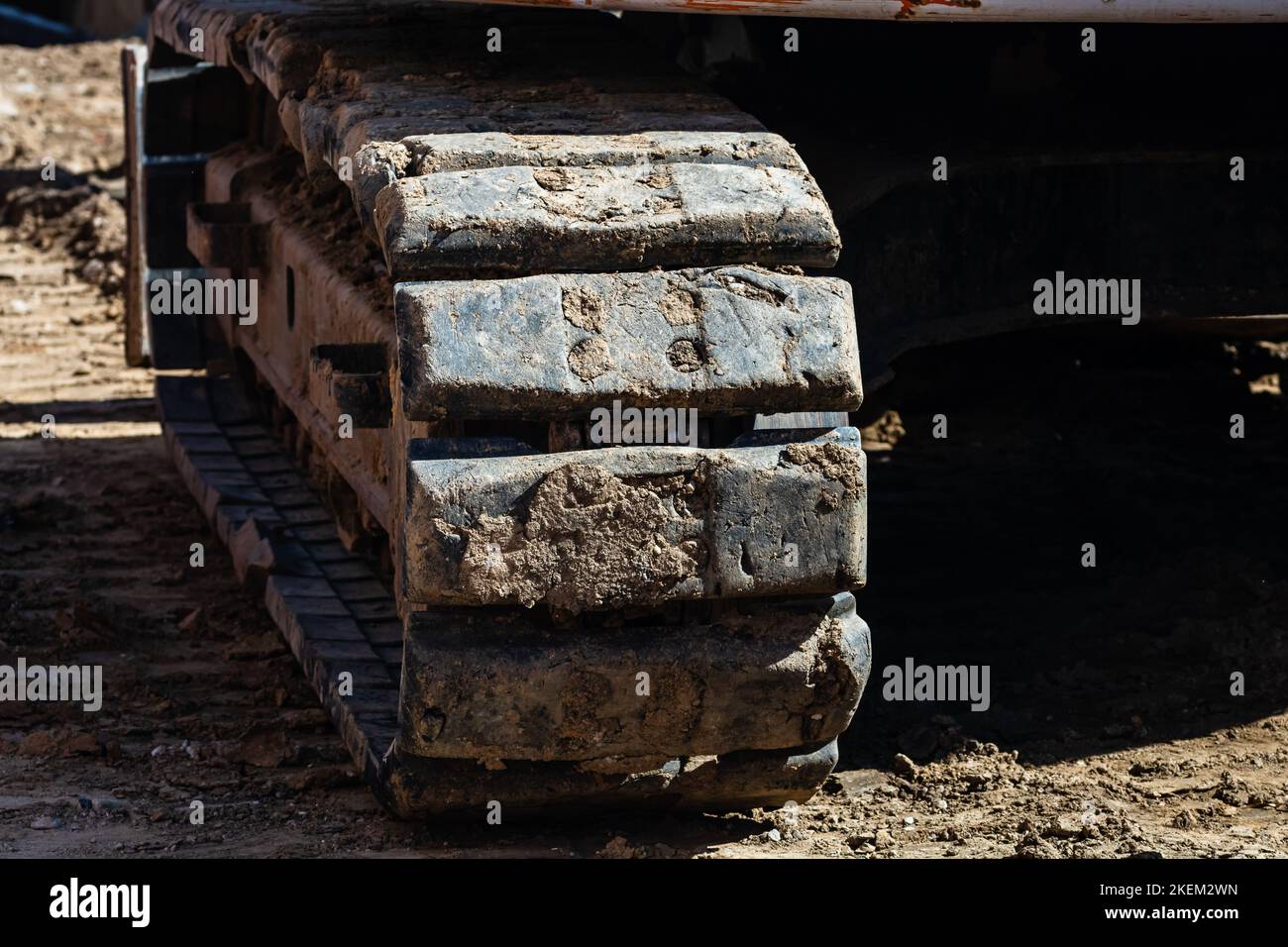 Detail of industrial excavator working on construction site Stock Photo ...