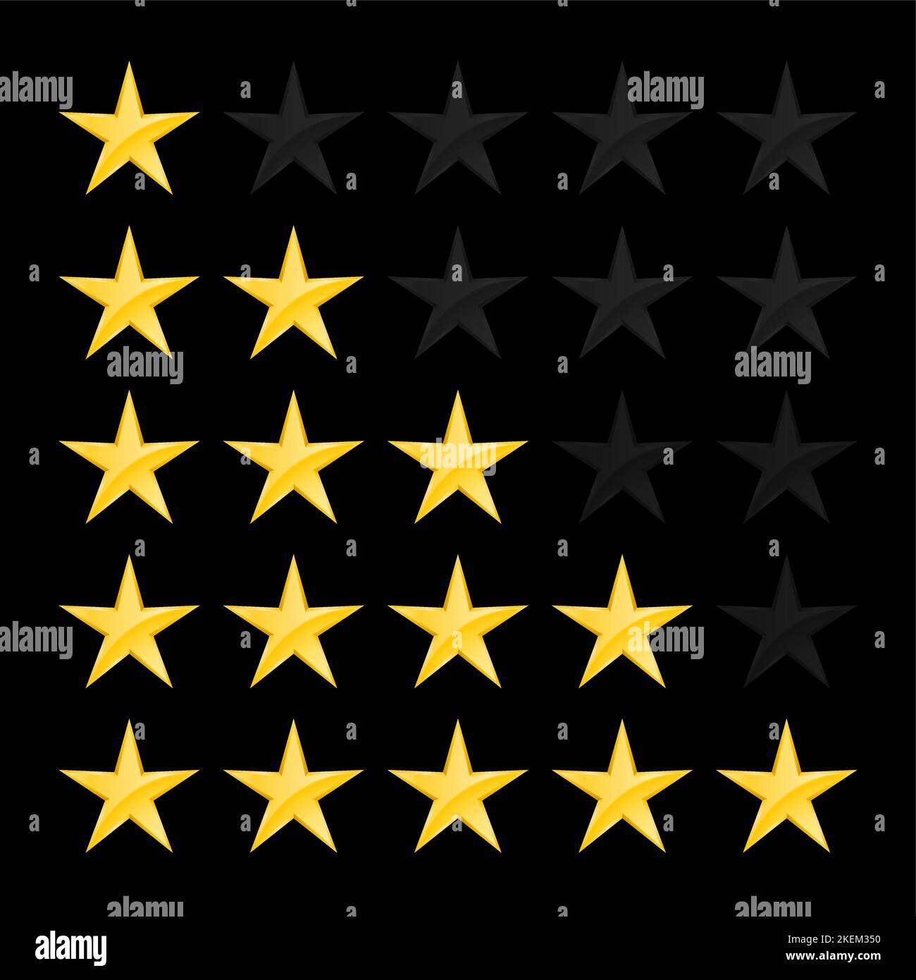 Simple Stars Rating. Gold Shapes on Black Background Stock Vector Image ...