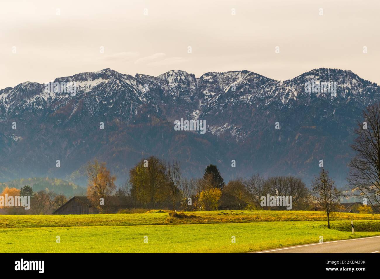 Austrian alps, Green meadows, alpine cottages and mountains Stock Photo ...