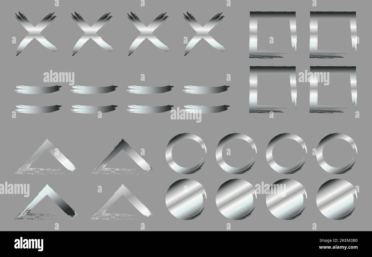 COLLECTION OF SILVER BRUSH AND CIRCLE STROKE, with assorted angular ...